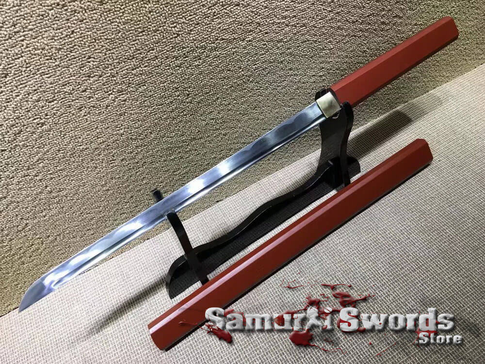1060 Carbon Steel Ninjato Sword With Hardwood In Burgundy Saya ...