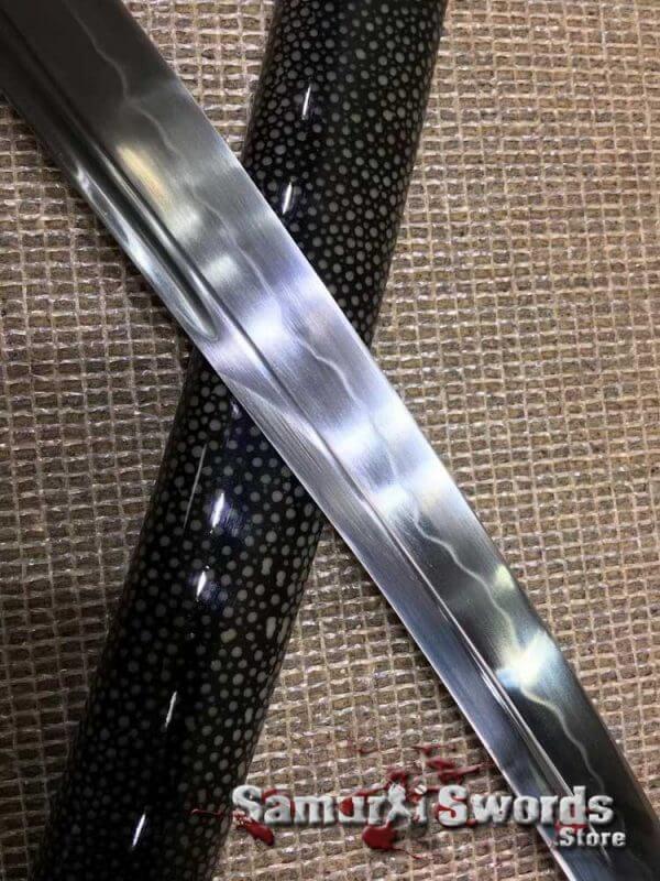 Tanto T10 Clay Tempered Steel with Full Ray Skin Buffalo Horn Saya ...