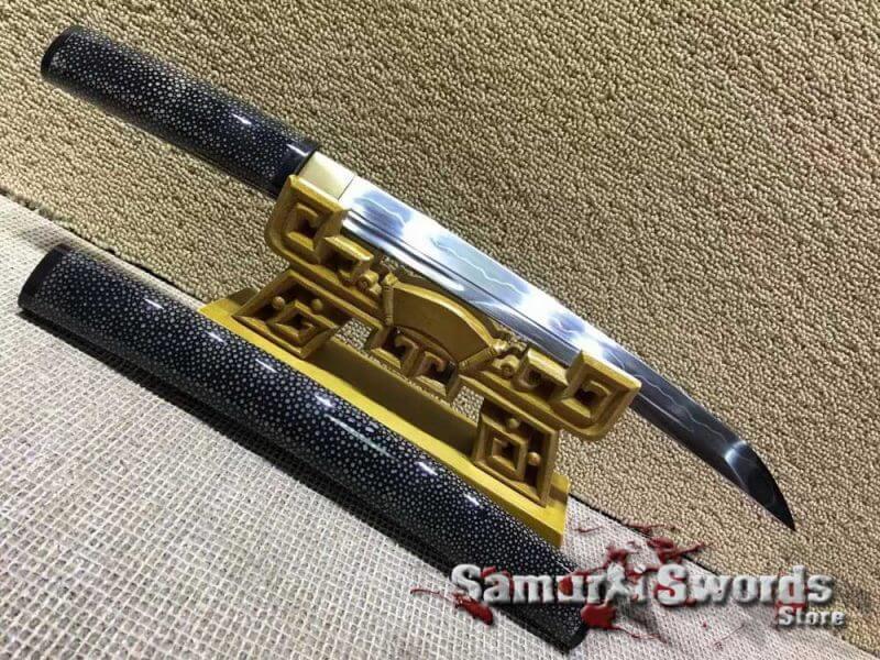 Tanto T10 Clay Tempered Steel with Full Ray Skin Buffalo Horn Saya ...
