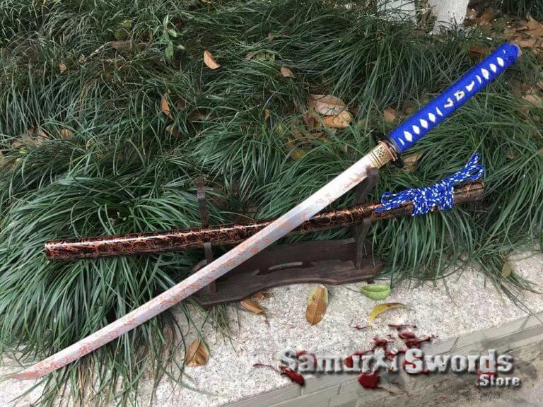 Engraved Katana Blade 1060 Carbon Steel with Engraved Saya - Samurai ...