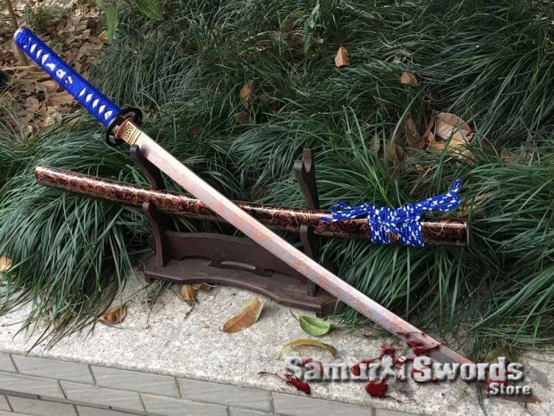 Engraved Katana Blade 1060 Carbon Steel with Engraved Saya - Samurai ...