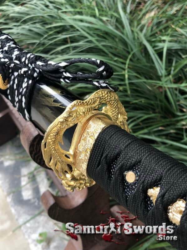 Japanese Tachi 1060 Carbon Steel with Black Crest Saya - Samurai Swords ...