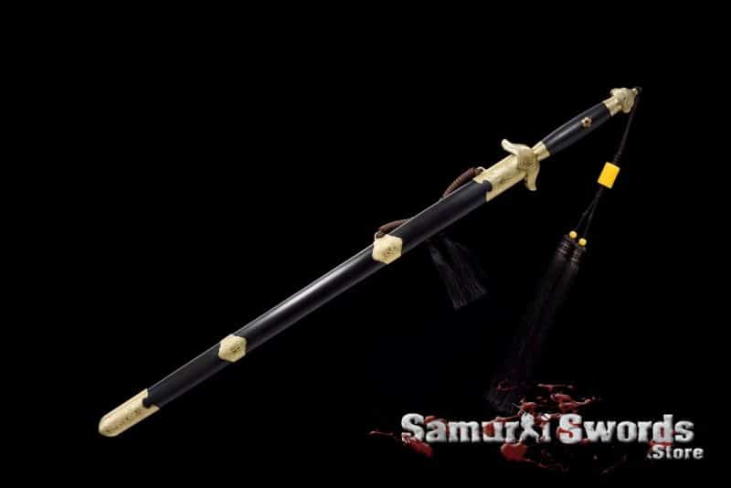 Jian Sword T10 Folded Steel with Ebony Scabbard - Samurai Swords Store