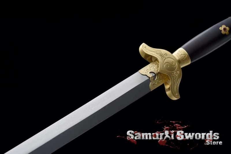 Jian Sword T10 Folded Steel with Ebony Scabbard - Samurai Swords Store
