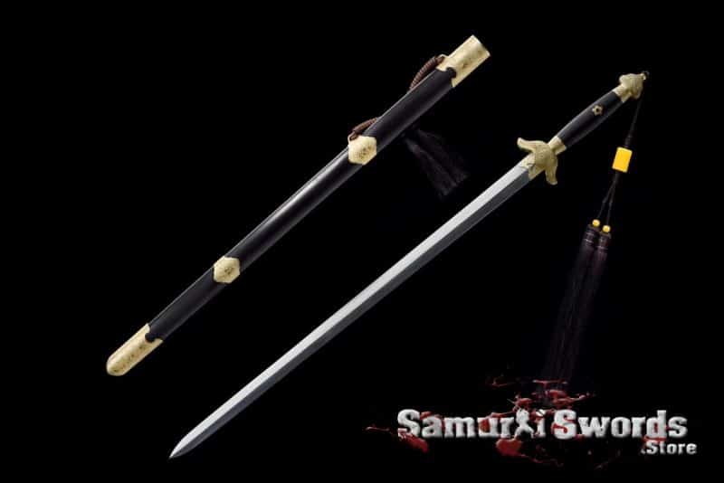 Jian Sword T10 Folded Steel with Ebony Scabbard - Samurai Swords Store