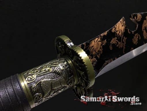 Chinese Guandao 1095 Carbon Steel with Antique Flower Acid Pattern ...